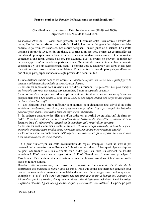(PDF) Pascal pensees maths