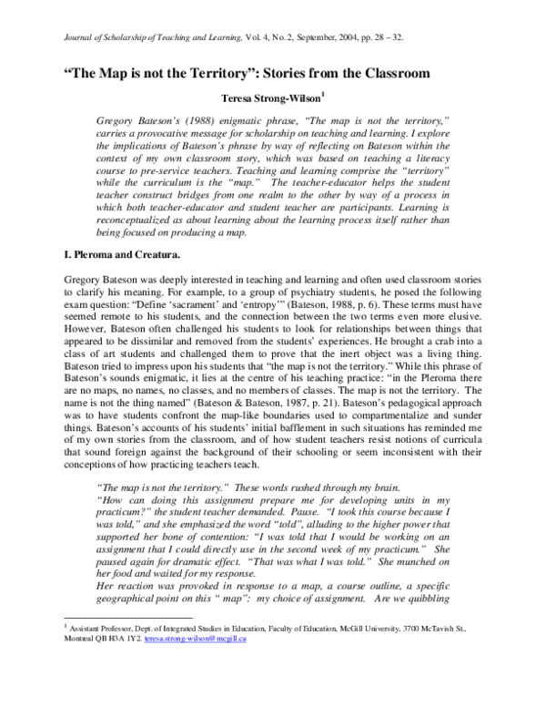 (PDF) The Map is not the Territory": Stories from the Classroom