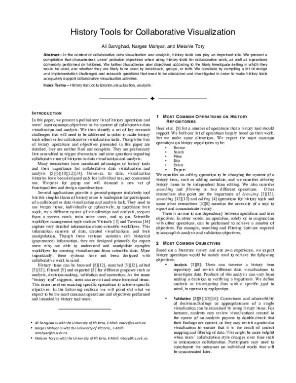 (PDF) History Tools for Collaborative Visualization