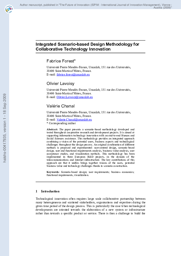 (PDF) Integrated Scenario-Based Design Methodology for Collaborative ...