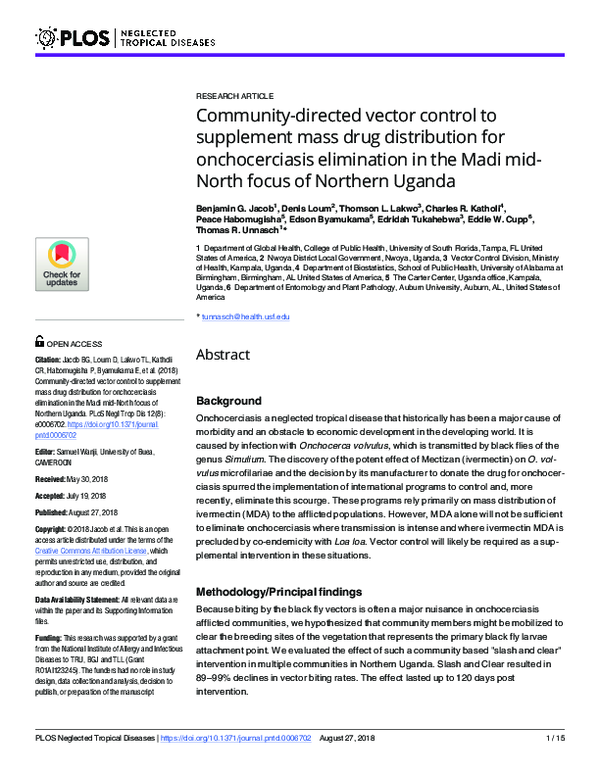 (PDF) Community-directed vector control to supplement mass drug ...