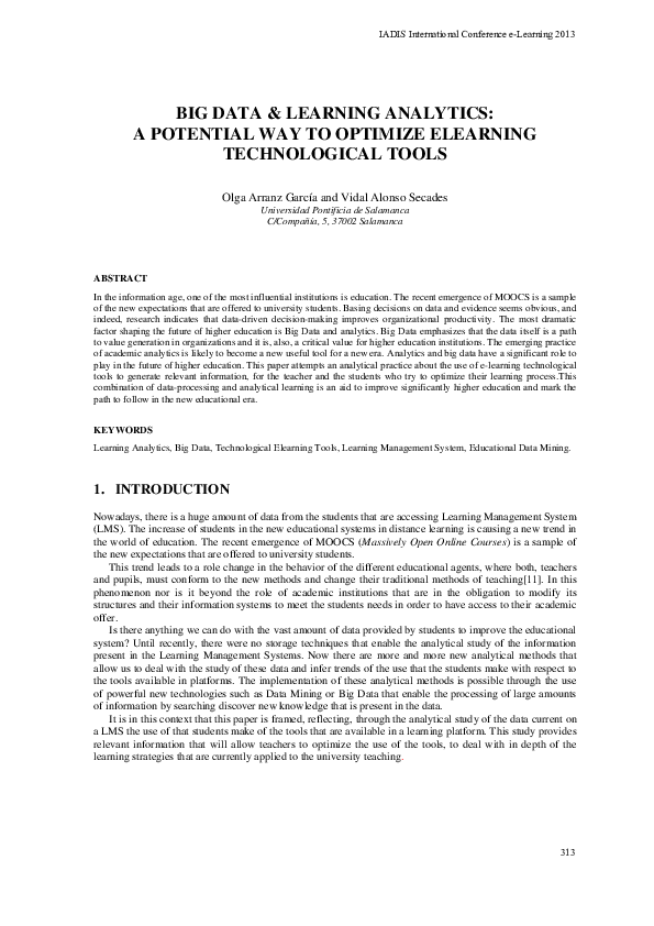 (PDF) Big Data & Learning Analytics: A Potential Way to Optimize ...