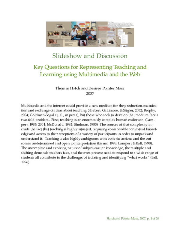 (PDF) Slideshow and Discussion Key Questions for Representing Teaching ...