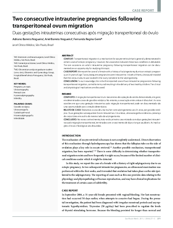 (PDF) Two consecutive intrauterine pregnancies following ...