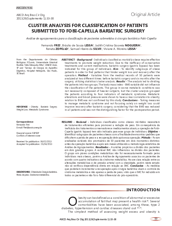 (PDF) Cluster analysis for classification of patients submitted to Fobi ...