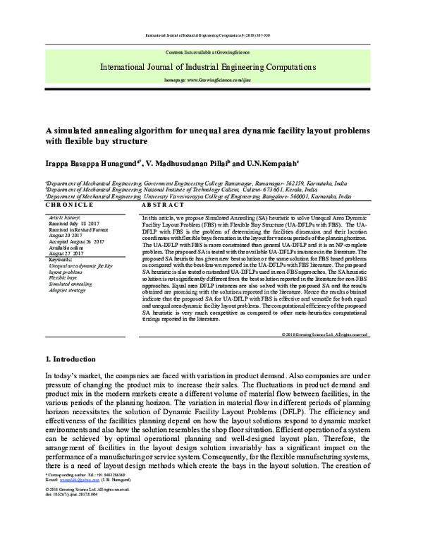 (PDF) A simulated annealing algorithm for unequal area dynamic facility layout problems with ...