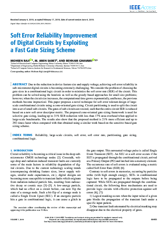 Pdf Soft Error Reliability Improvement Of Digital Circuits By Exploiting A Fast Gate Sizing Scheme