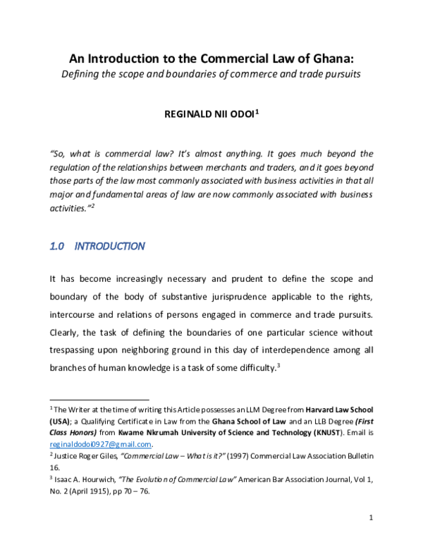 (PDF) An Introduction to the Commercial Law of Ghana: Defining the ...