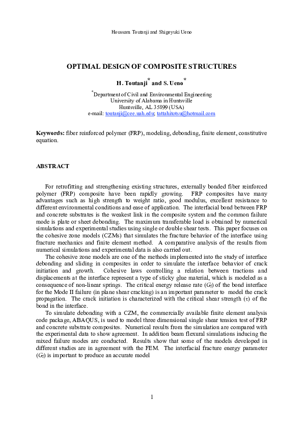 (PDF) Optimal Design of Composite Structures