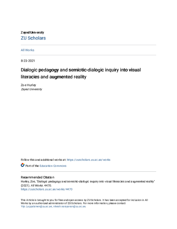 (PDF) Dialogic pedagogy and semiotic-dialogic inquiry into visual ...