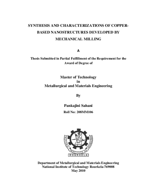 (PDF) SYNTHESIS AND CHARACTERIZATIONS OF COPPER-BASED NANOSTRUCTURES DEVELOPED BY MECHANICAL ...