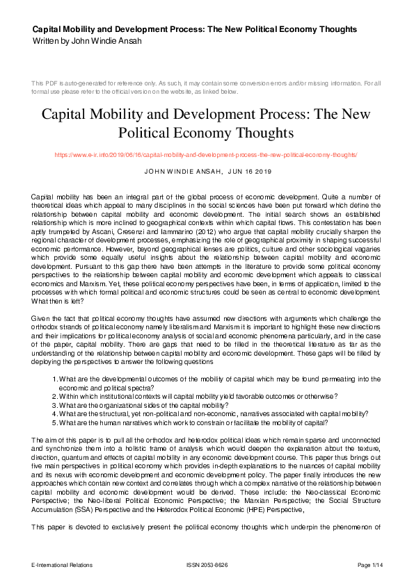 (PDF) Capital Mobility and Development Process: The New Political ...