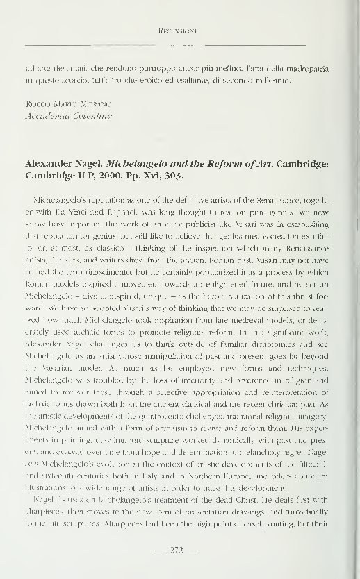(PDF) Review of Michelangelo and the Reform of Art by Nicholas Terpstra
