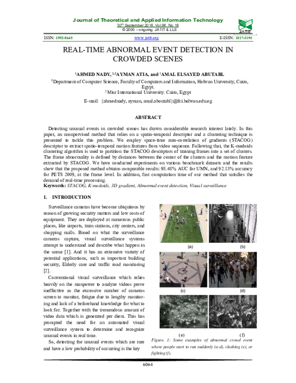 Pdf Real Time Abnormal Event Detection In Crowded Scenes