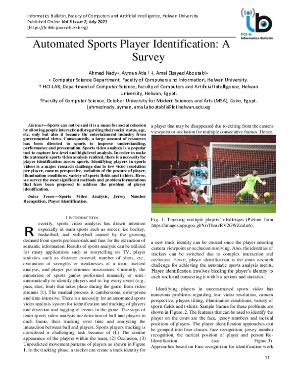 (PDF) Automated Sports Player Performance Analysis: A Survey