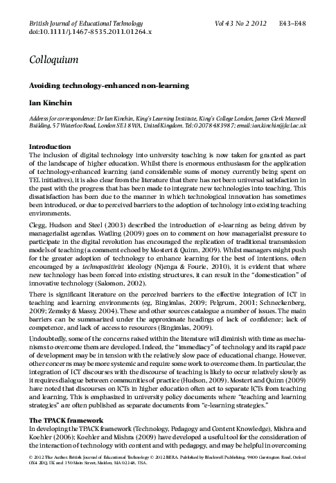 (PDF) Avoiding technology-enhanced non-learning