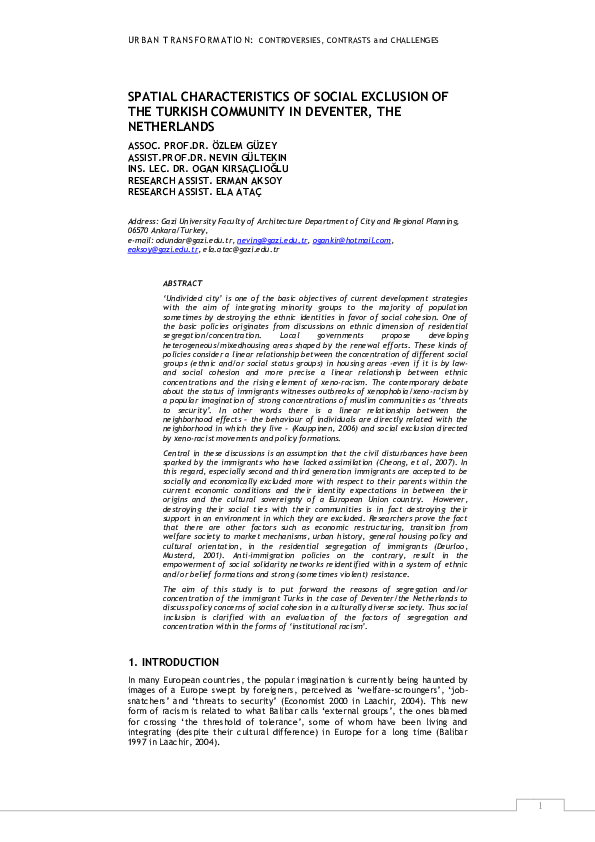 (PDF) Spatial Characteristics of Social Exclusion of the Turkish ...