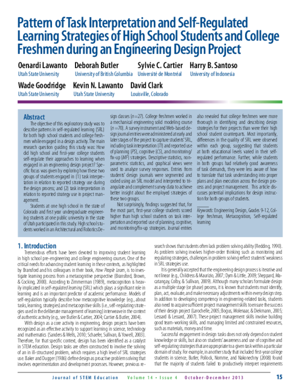(PDF) Pattern of Task Interpretation and Self-Regulated Learning Strategies of High School ...