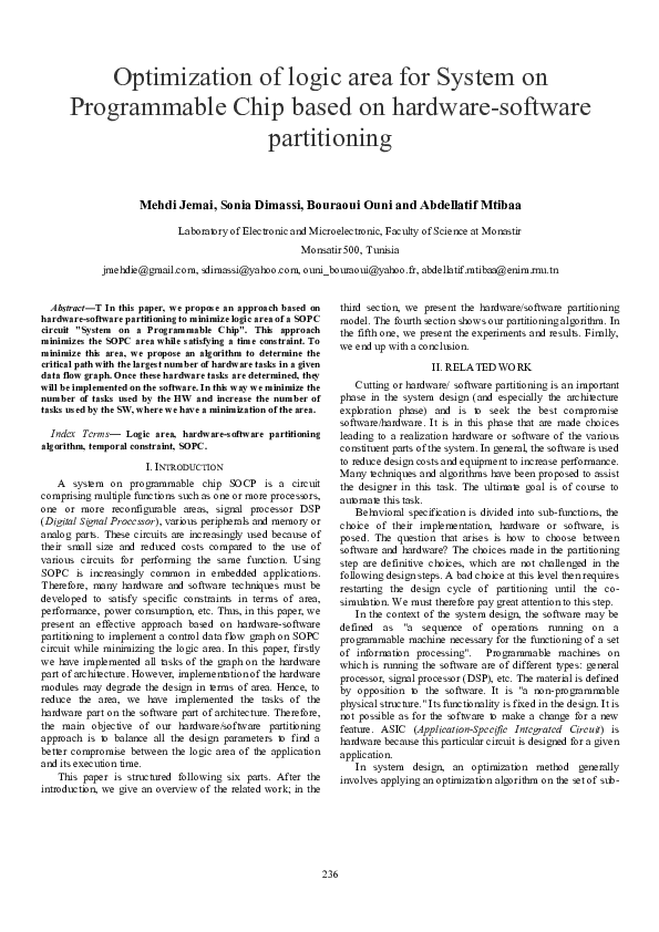 (PDF) Optimization of logic area for System on Programmable Chip based ...