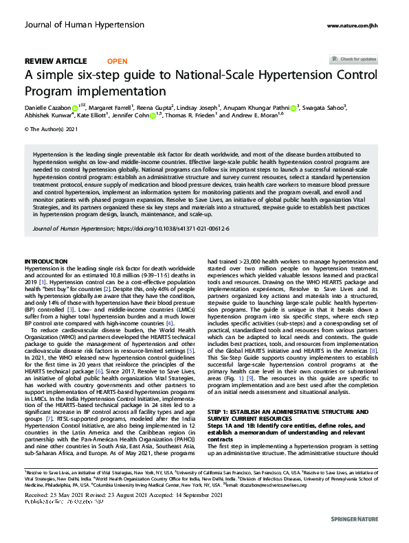 (PDF) A simple six-step guide to National-Scale Hypertension Control ...