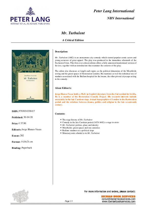 (PDF) Mr. Turbulent. A Critical Edition