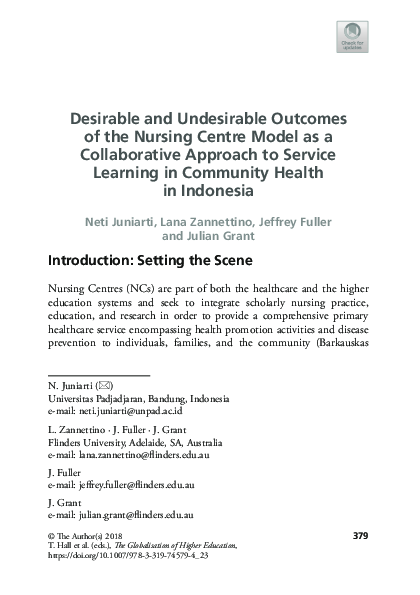 (PDF) Desirable and Undesirable Outcomes of the Nursing Centre Model as ...