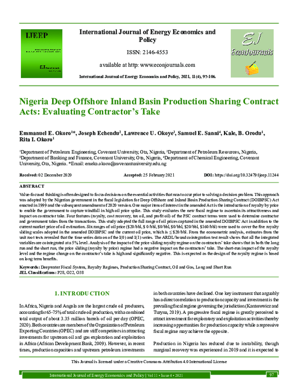 (PDF) Nigeria Deep Offshore Inland Basin Production Sharing Contract ...