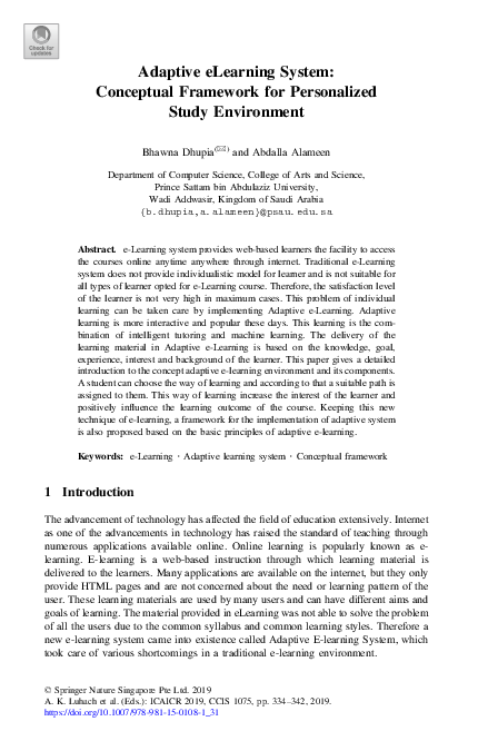 (PDF) Adaptive eLearning System: Conceptual Framework for Personalized ...