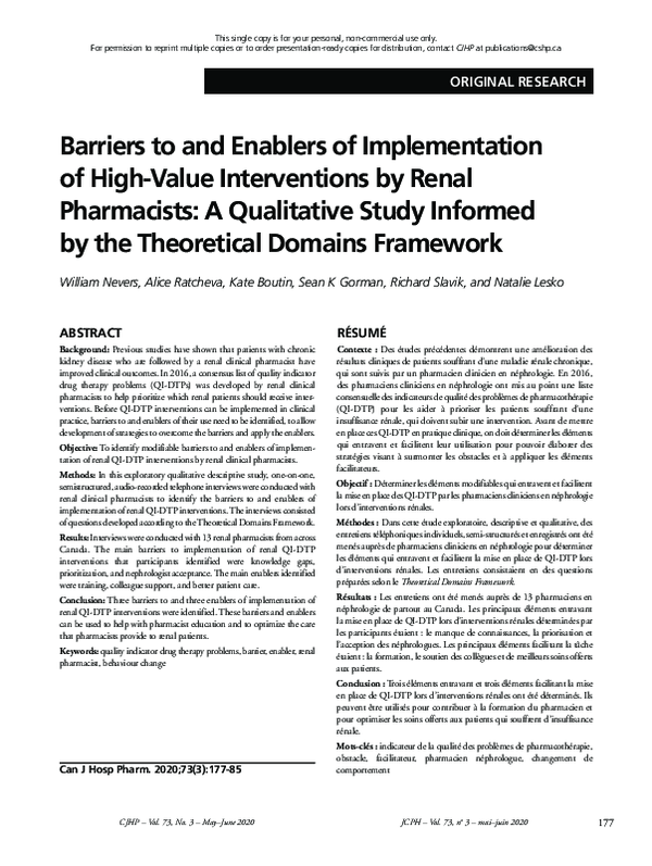 (PDF) Barriers to and Enablers of Implementation of High-Value ...
