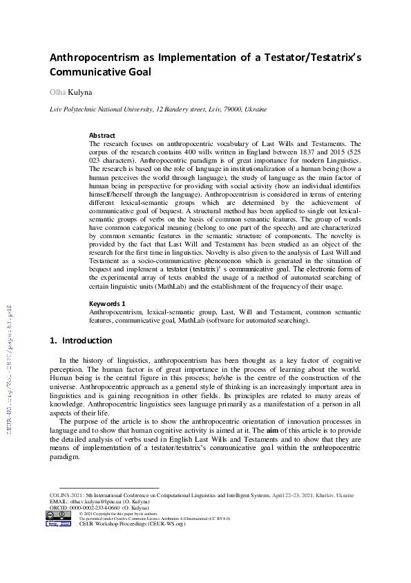 (PDF) Anthropocentrism as Implementation of a Testator/Testatrix's ...
