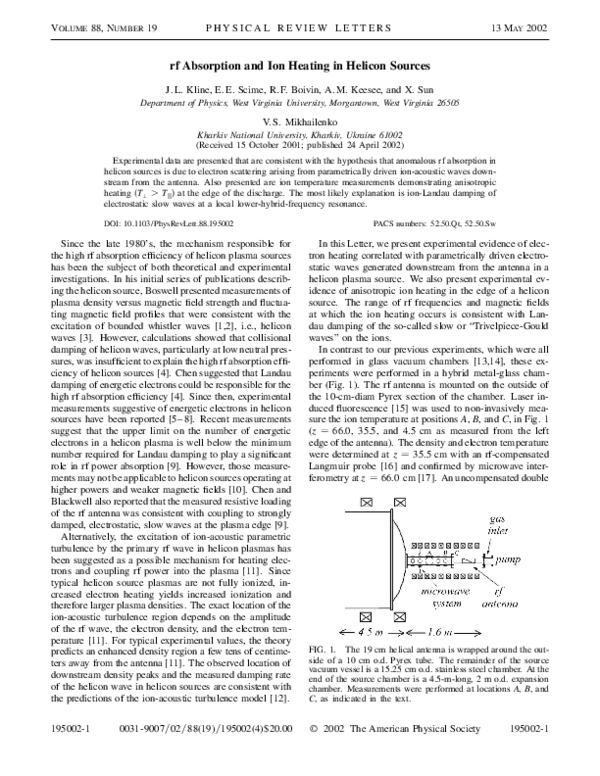 (PDF) rf Absorption and Ion Heating in Helicon Sources