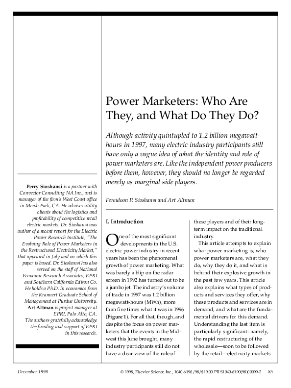 (PDF) Power Marketers: Who Are They, and What Do They Do?