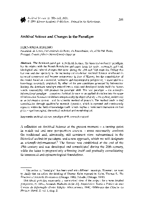 (PDF) Archival science and changes in the paradigm