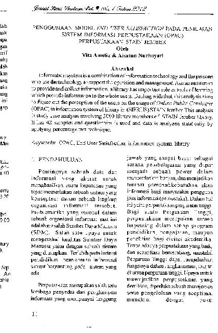 (PDF) Penggunaan Model End User Satisfaction Pada Penilaian Sistem ...