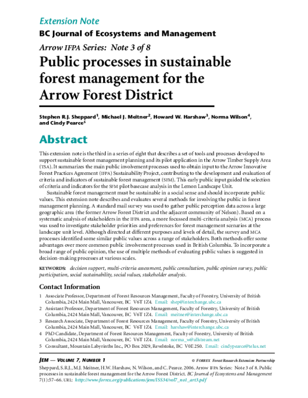 (PDF) Public Processes in Sustainable Forest Management