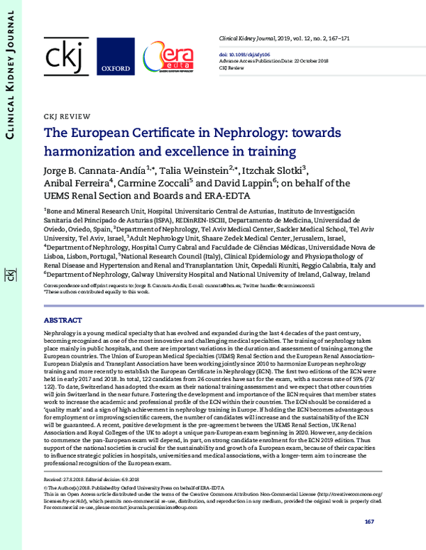 (PDF) The European Certificate in Nephrology: towards harmonization and ...