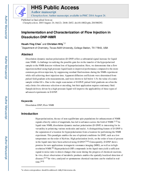 (PDF) Implementation and Characterization of Flow Injection in ...
