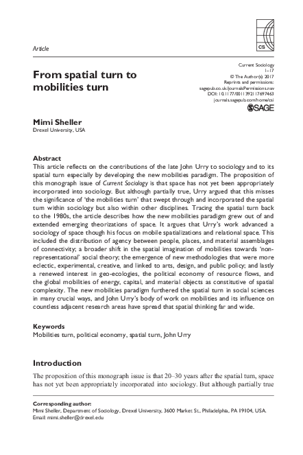 (PDF) From spatial turn to mobilities turn