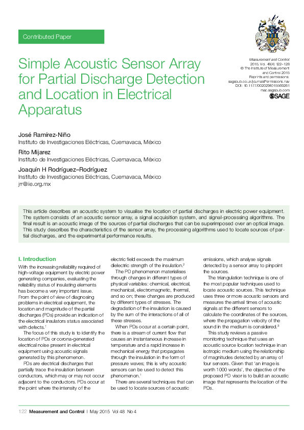 Pdf Simple Acoustic Sensor Array For Partial Discharge Detection And