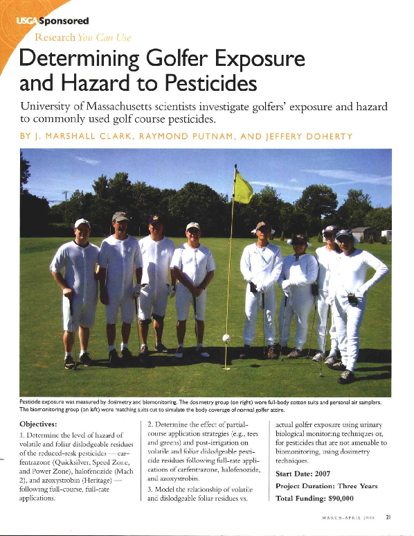 (PDF) Determining Golfer Exposure and Hazard to Pesticides University ...
