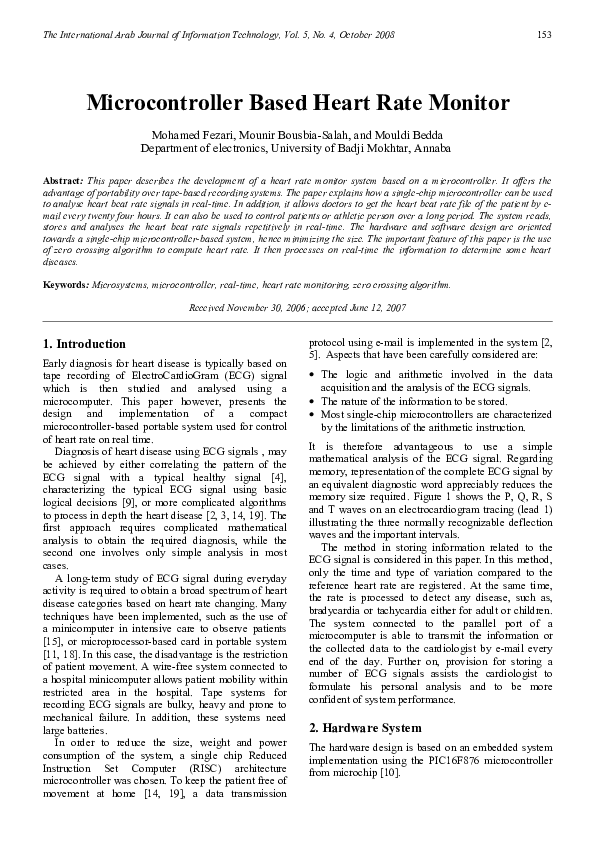 (PDF) A Heart Rate Control System Based on a Microcontroller