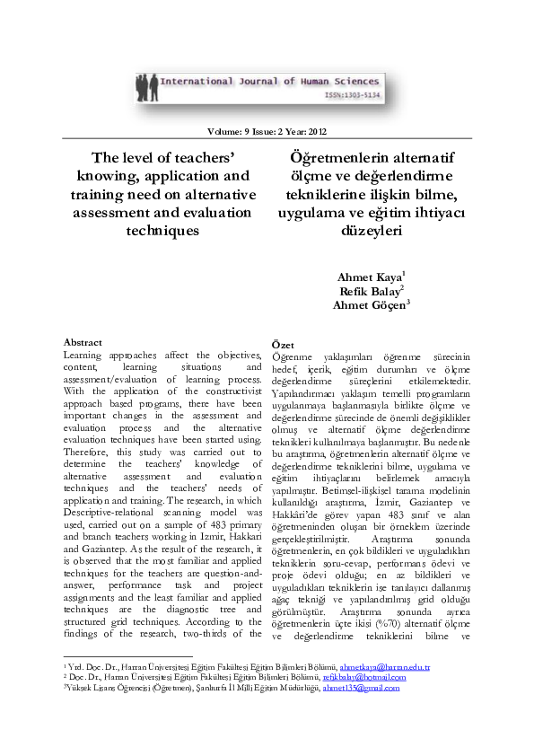 (PDF) The level of teachers’ knowing, application and training need on ...