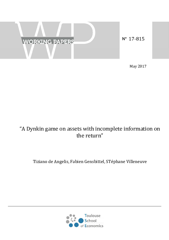 (PDF) A Dynkin Game on Assets with Incomplete Information on the Return ...