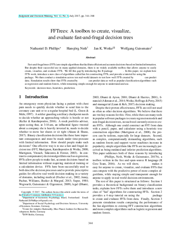 (PDF) FFTrees : A toolbox to create, visualize, and evaluate fast-and-frugal decision trees ...