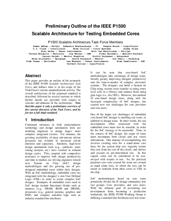 (PDF) Preliminary Outline of the IEEE P1500 Scalable Architecture for ...
