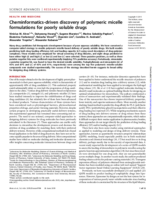 (PDF) Cheminformatics-driven discovery of polymeric micelle ...