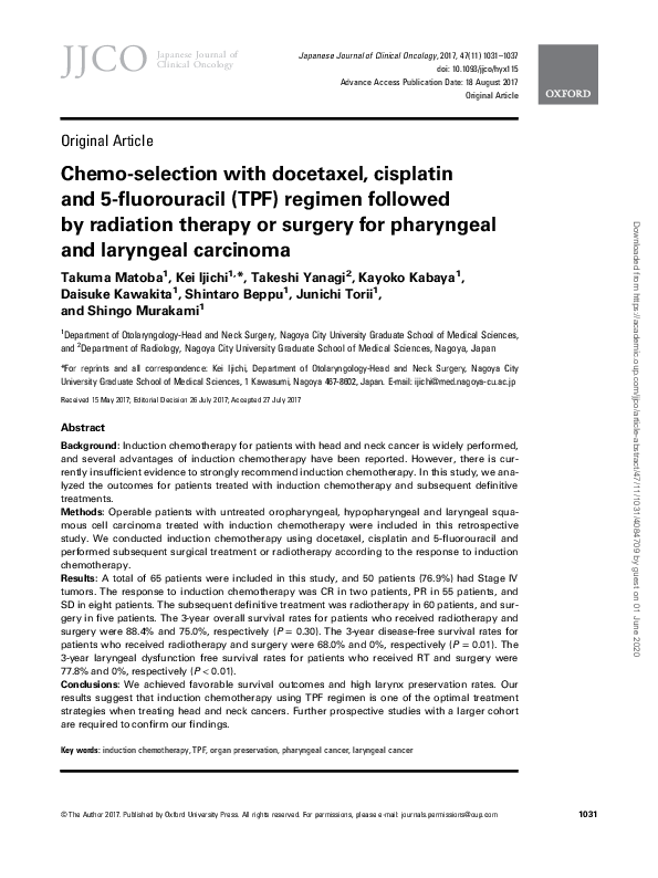 (PDF) Chemo-selection with docetaxel, cisplatin and 5-fluorouracil (TPF ...
