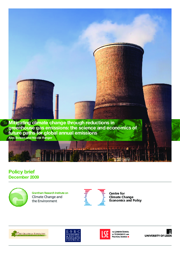 (PDF) Mitigating climate change through reductions in greenhouse gas ...