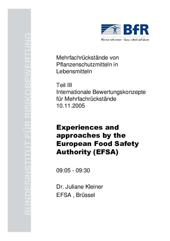 (PDF) The European Food Safety Authority ( EFSA ) Experiences and ...