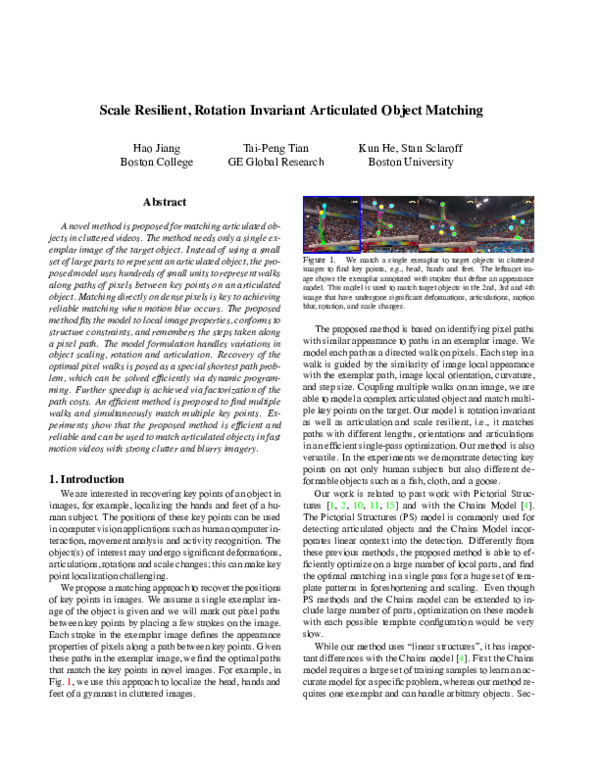 Pdf Scale Resilient Rotation Invariant Articulated Object Matching